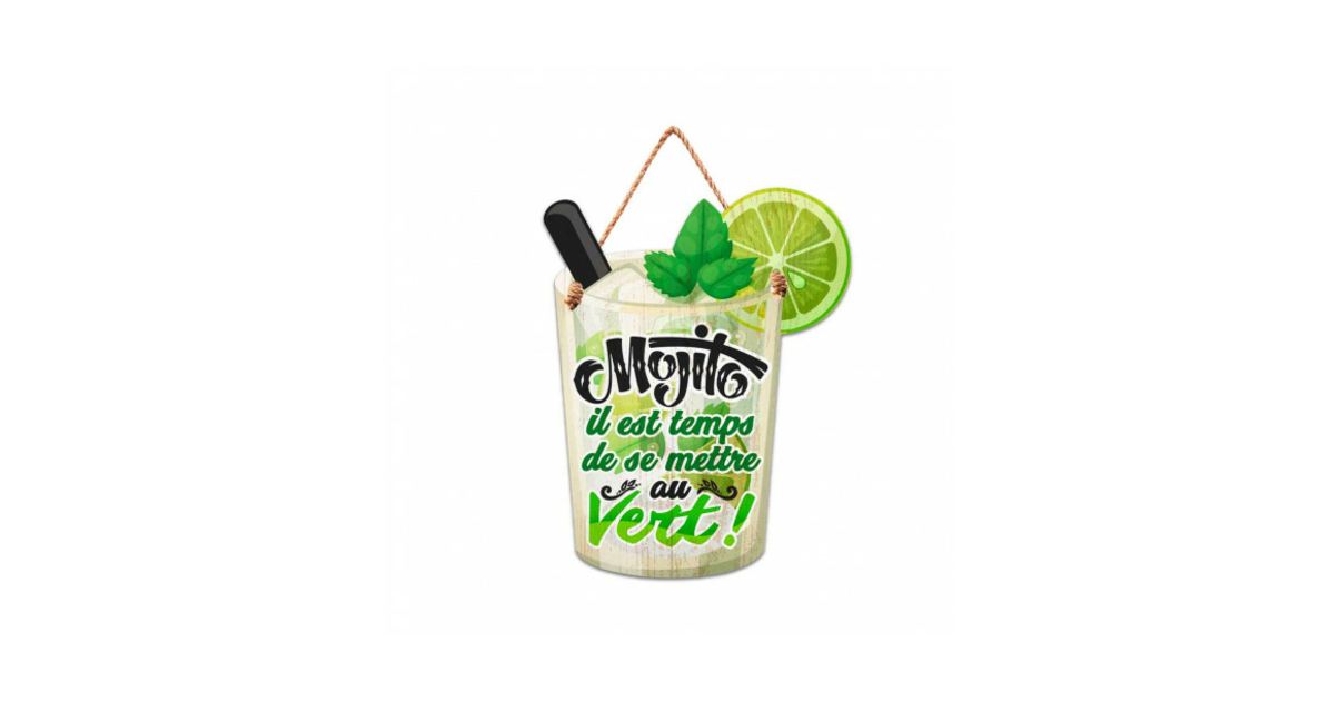 Plaque verre de mojito - PLAQUES METAL/Bar & Humour - inexmob