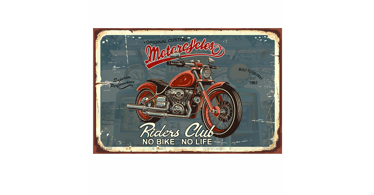 Plaque géante moto riders club - PLAQUES METAL/Vespa, Solex & 2 roues ...