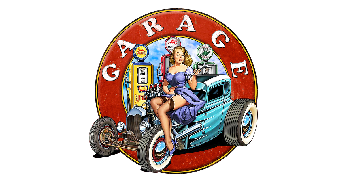 Plaque pin up garage - PIN'UP & ROUTE 66 - inexmob