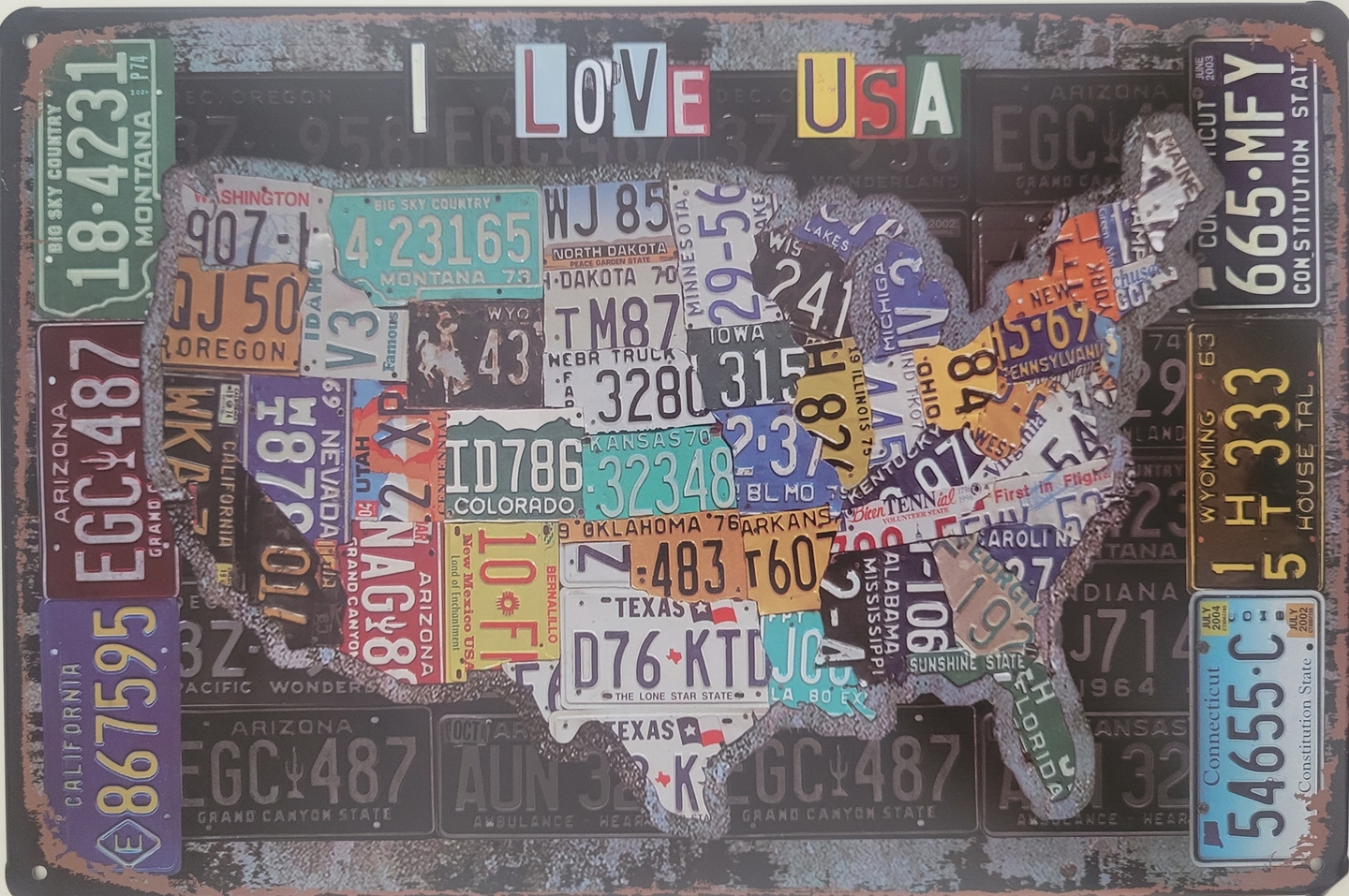 Plaque I love States - PLAQUES METAL/Auto & tracteur - inexmob