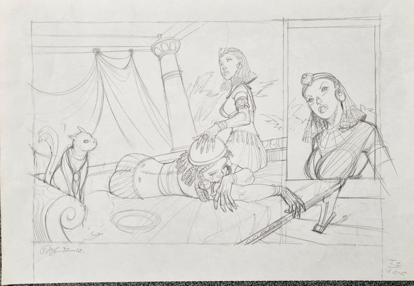 Manunta , Giuseppe - illustration originale au crayon pour la planche 1 ...