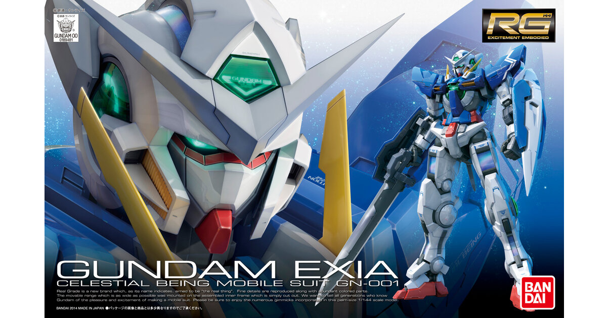 BANDAI GUNPLA RG 1/144 EXIA GN-001 GUNDAM - GUNPLA 1/144/REAL GRADE [RG ...