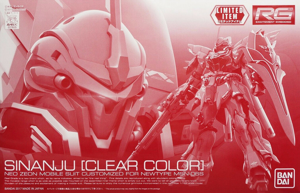 BANDAI GUNPLA RG 1/144 Sinanju (Clear Color) Neo Zeon Mobile Suit ...