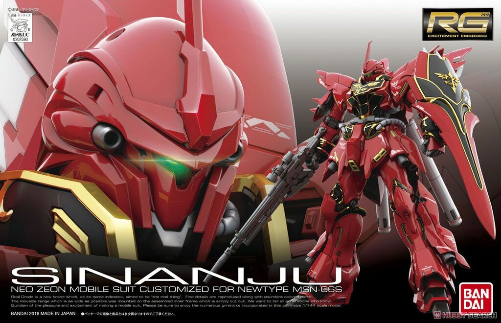 BANDAI GUNPLA RG 1/144 Sinanju Neo Zeon Mobile Suit Customized for ...