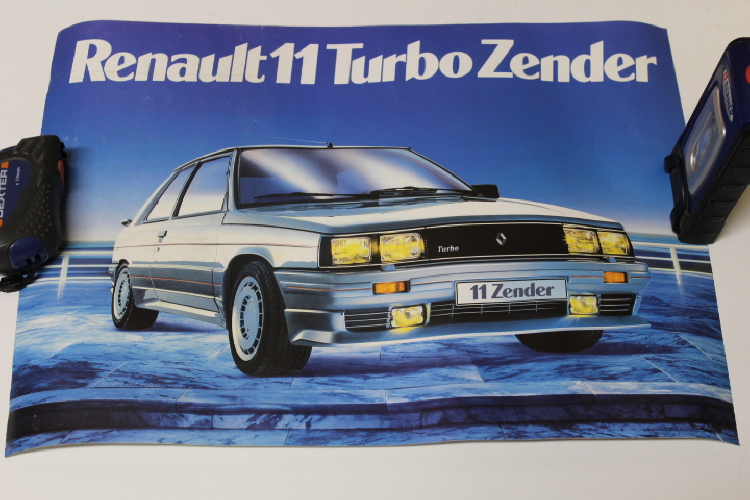 affiche publicitaire neuve d'origine RENAULT 11 turbo zender ...