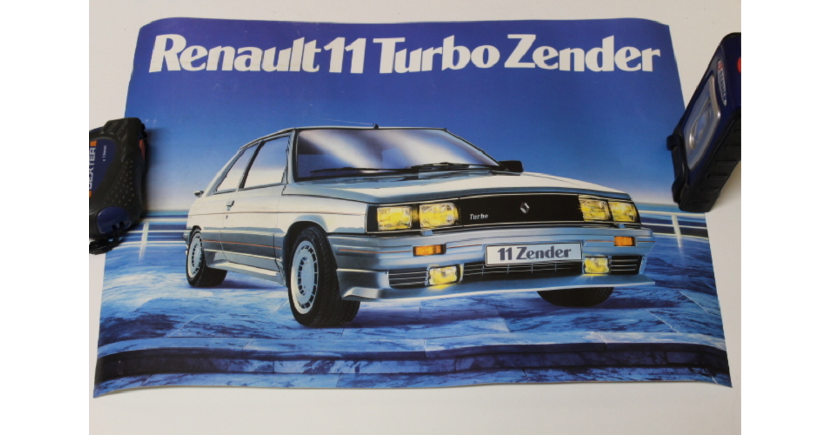 affiche publicitaire neuve d'origine RENAULT 11 turbo zender ...