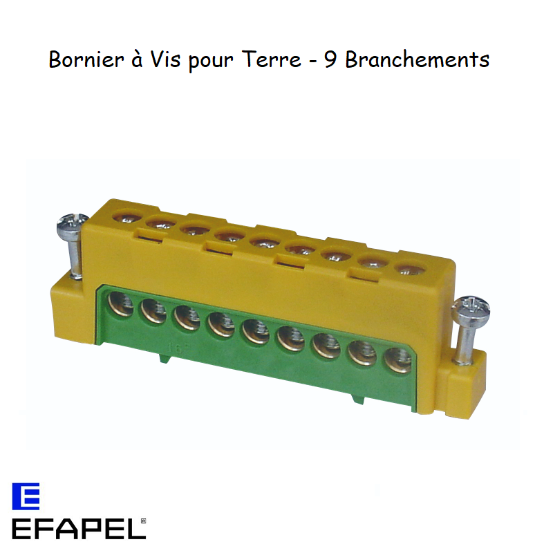 Bornier à Vis pour Terre - 9 Branchements - Tableaux électriques