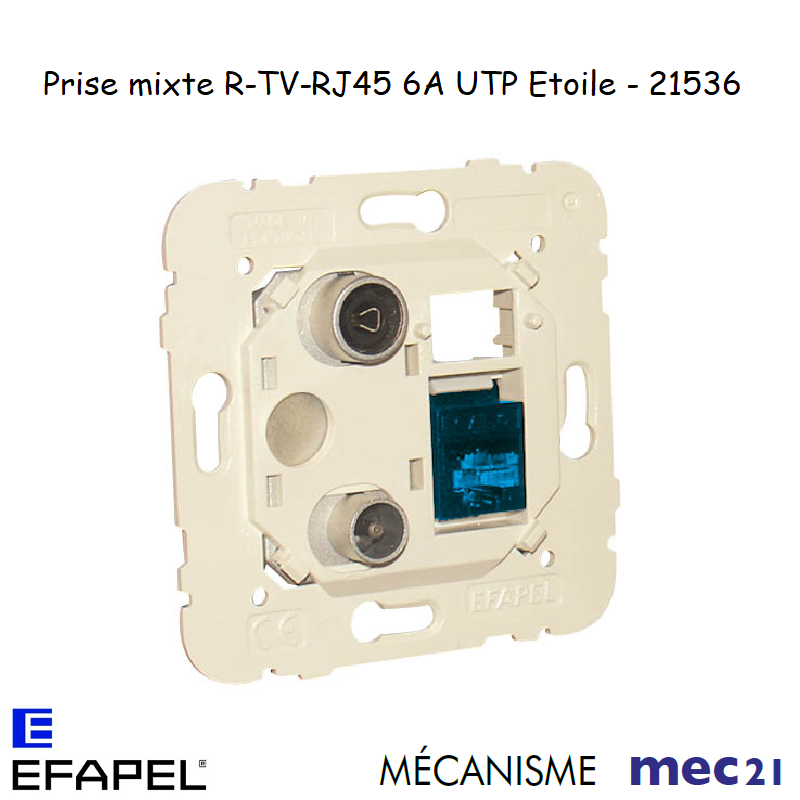 Mécanisme Prise R-TV-RJ45 Cat. 6A UTP étoile prise antenne Efapel