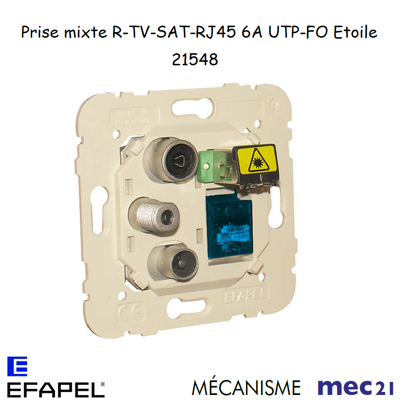 Mécanisme Prise R-TV-SAT-RJ45 Cat. 6A UTP - FO SC-APC étoile