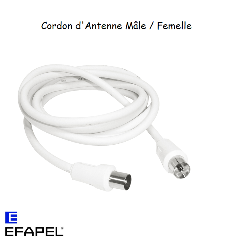 Cordon d'Antenne Mâle/Femelle - Câble Coaxiale Télévision