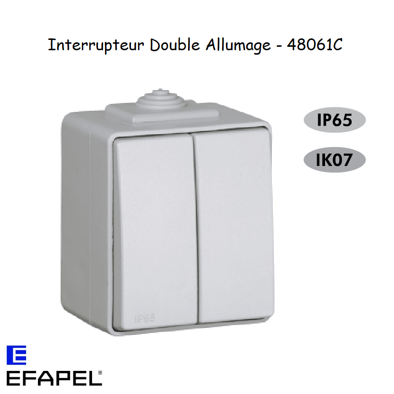 Interrupteur Double Allumage IP65 Gris ou Blanc EFAPEL