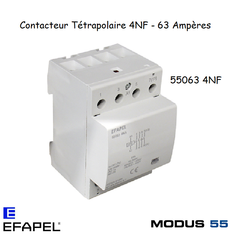 Contacteur Tétrapolaire 63A 4NF pour tableau électrique