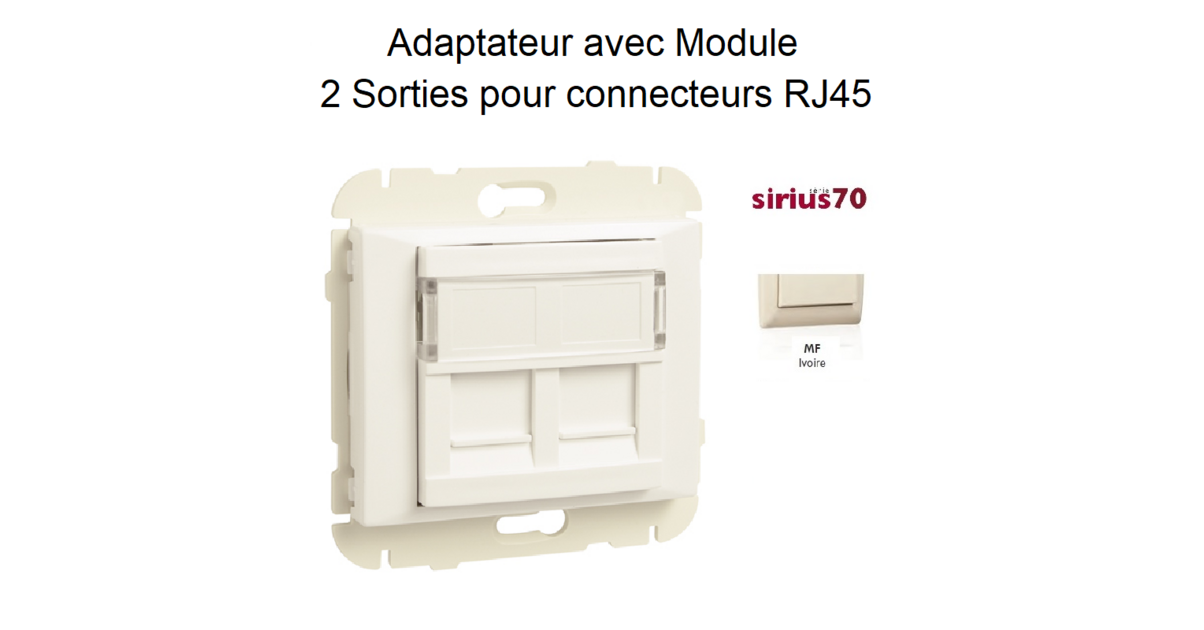 Adaptateur avec Module 2 Sorties pour Connecteurs RJ45 IVOIRE