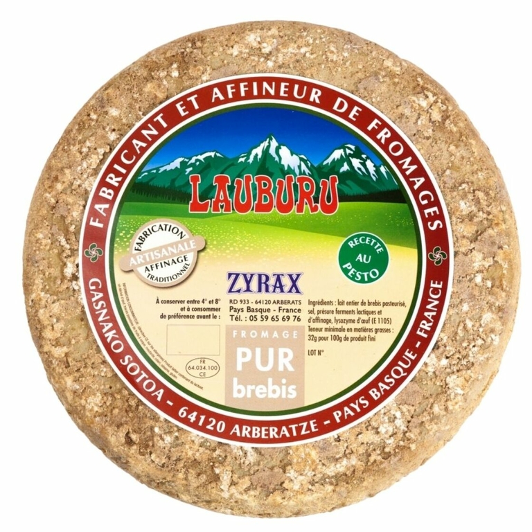 Tomme de brebis au pesto Fromage du Pays Basque - LAUBURU-ZYRAX