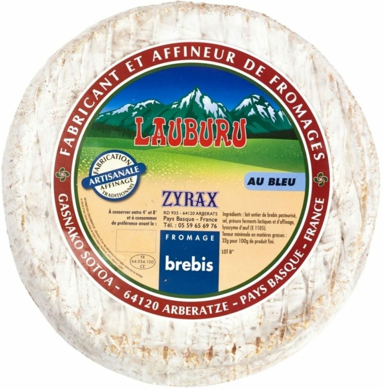 Tomme de brebis au bleu Fromage du Pays Basque - LAUBURU-ZYRAX