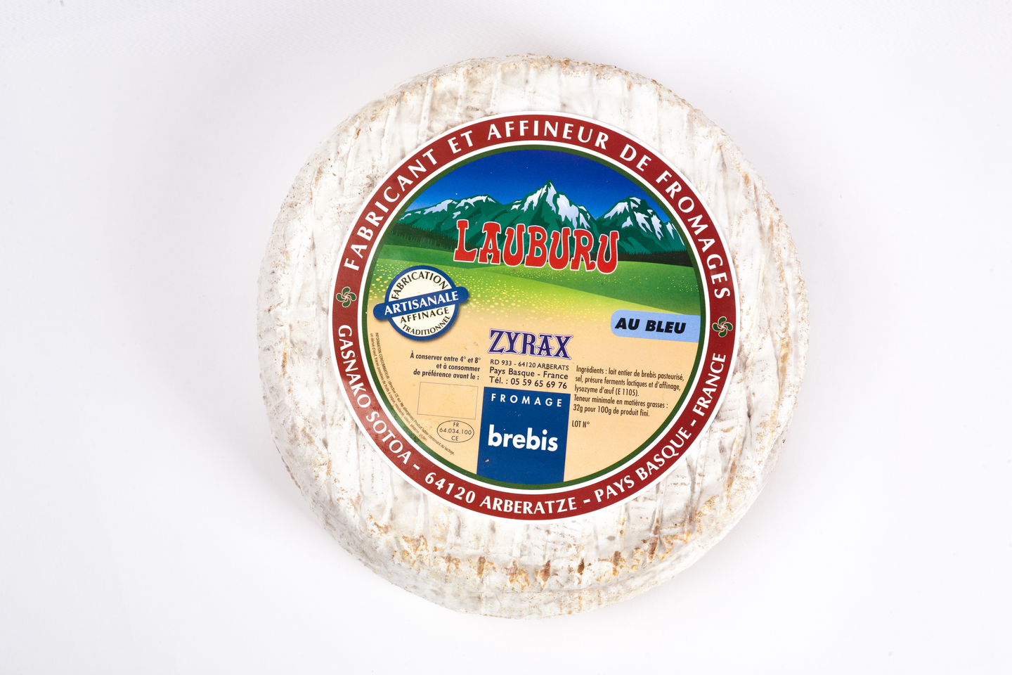 Tomme de brebis au bleu - Fromage artisanal du Pays Basque Lauburu/Zyrax/