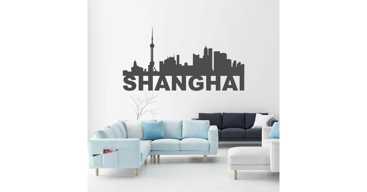 Stickers Shanghai Skyline - Autocollant muraux et deco