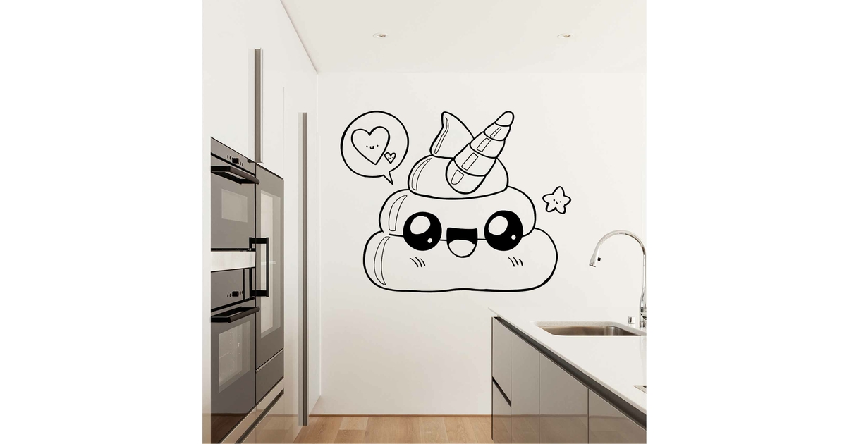 Stickers Kawaii Caca Licorne - Autocollant muraux et deco