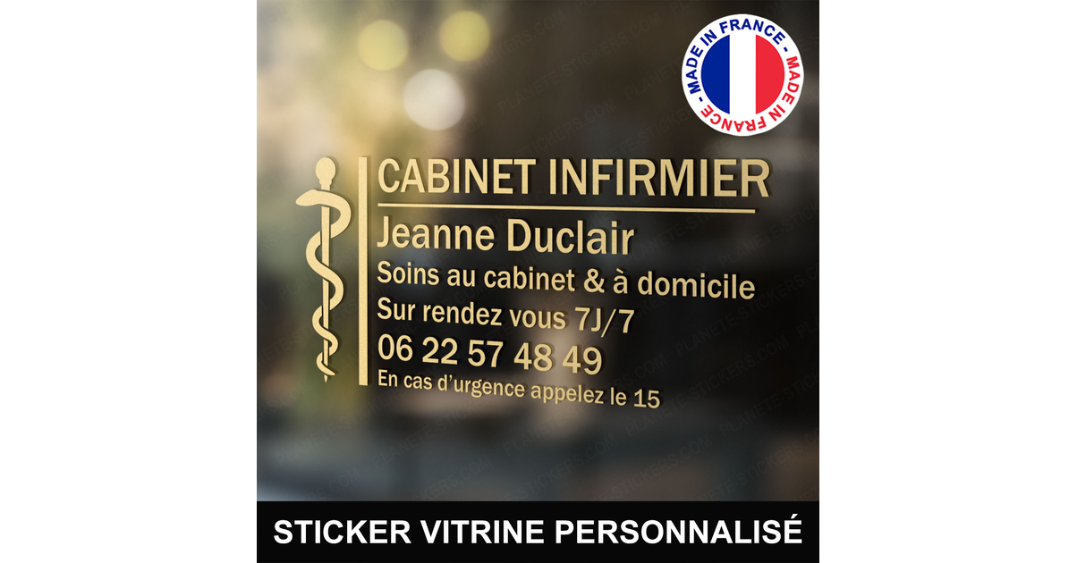 Stickers Infirmier vitrine personnalisé - Autocollant Vitrophanie