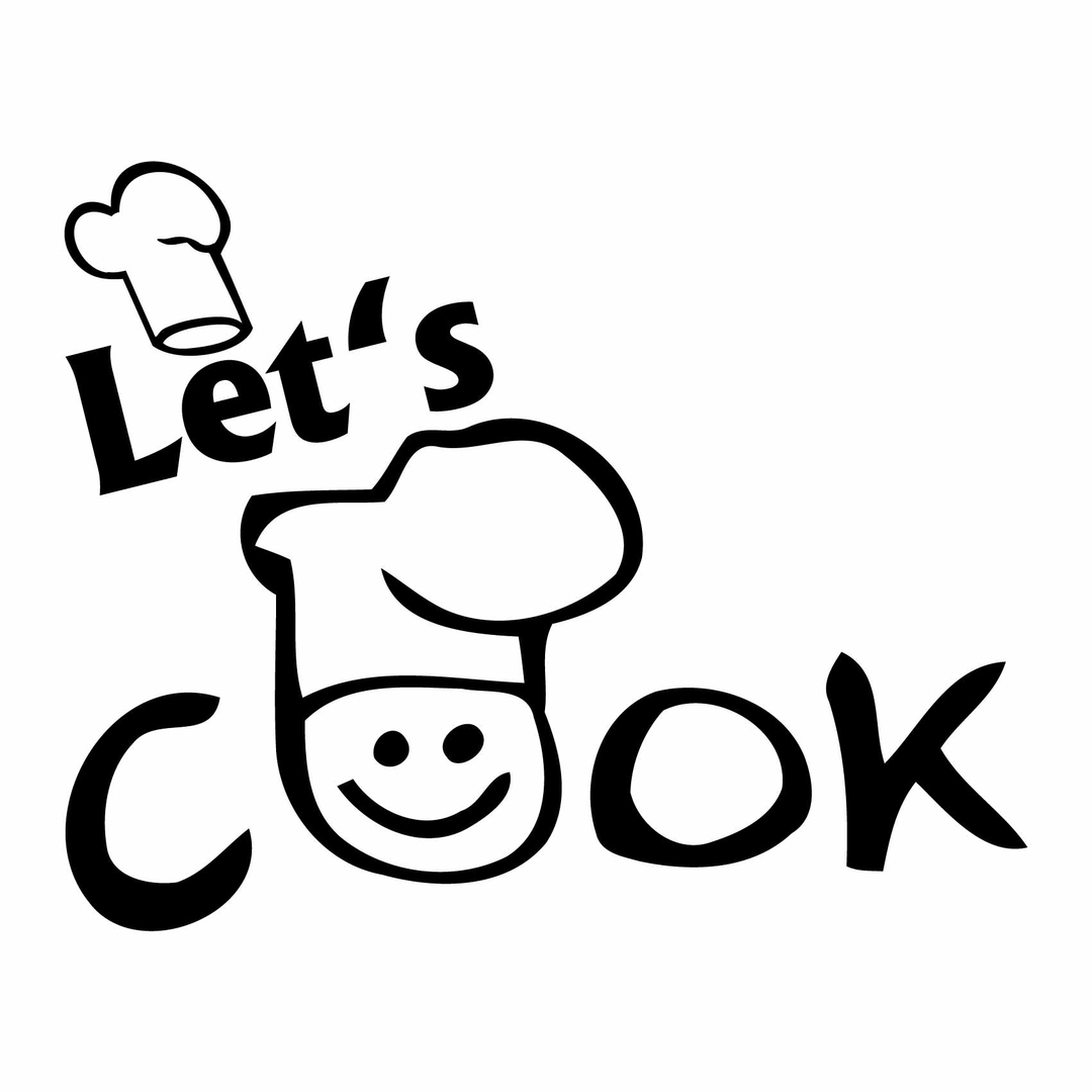 Stickers Cuisine Let's Cook - Autocollant muraux et deco