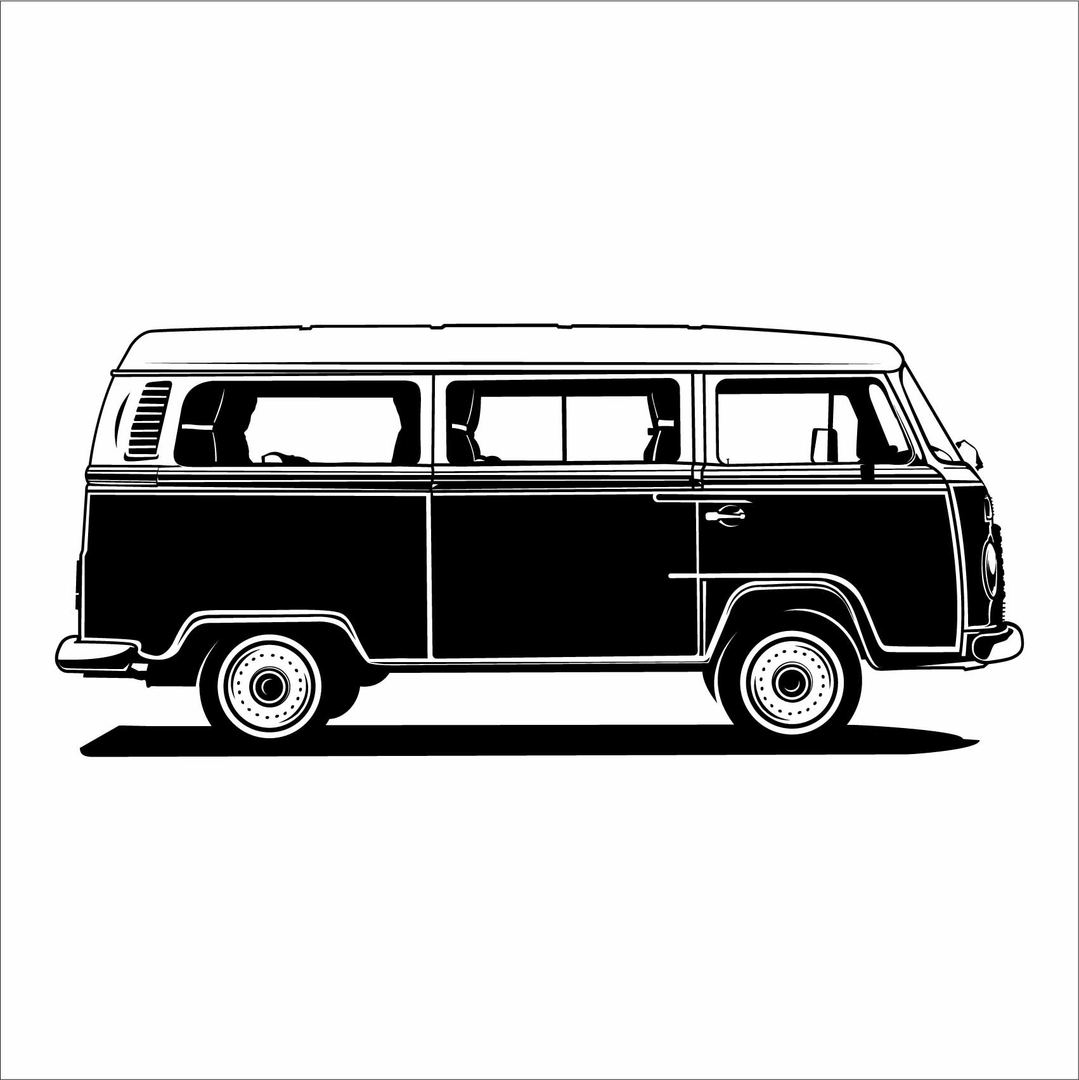 Stickers Combi Volkswagen Vintage - Autocollant muraux et deco