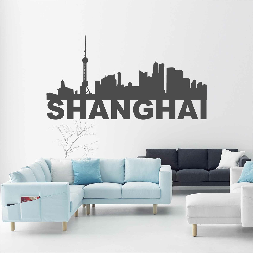 Stickers Shanghai Skyline - Autocollant muraux et deco