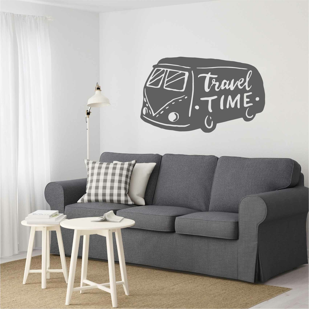 Stickers Travel Time Vintage Van - Autocollant muraux et deco