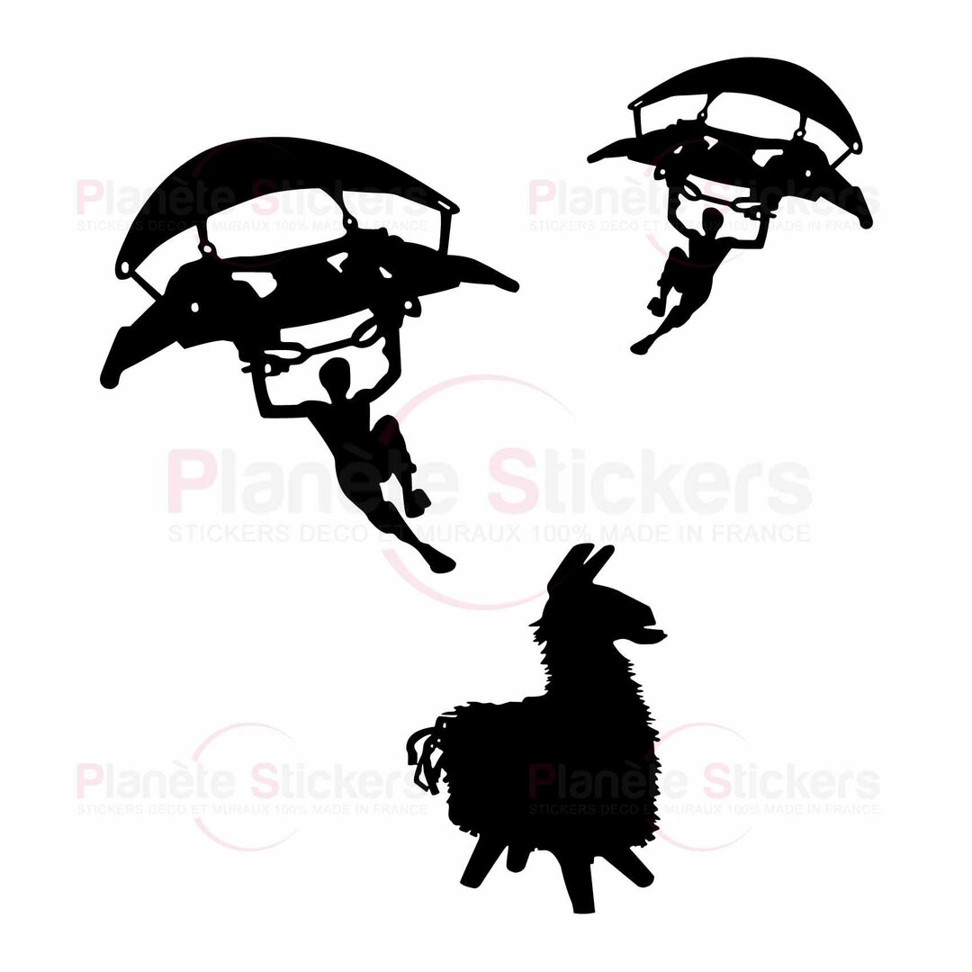 Stickers Fortnite Planeurs Lama - Autocollant muraux et deco
