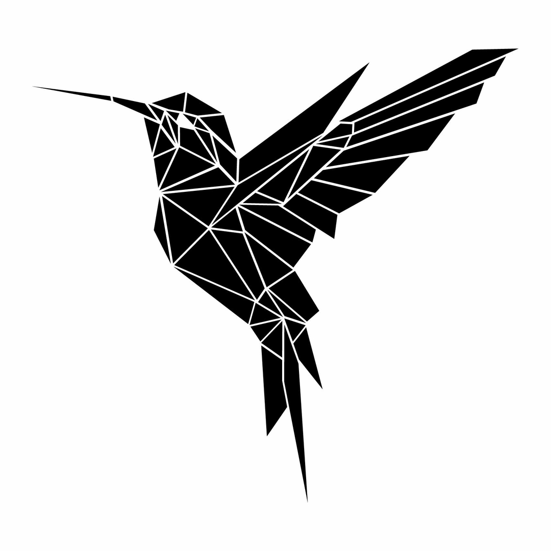 Stickers Colibri Origami Inverse - Autocollant muraux et deco