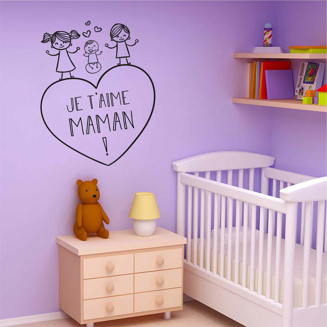 Stickers Famille je t'aime Maman - Autocollant muraux et deco