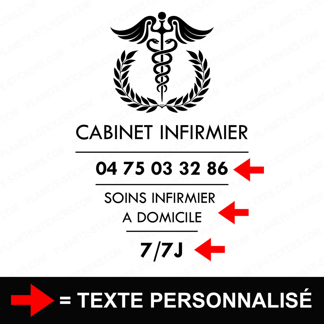 Stickers Cabinet Infirmier Vitrine - Vitrophanie Caducee m2