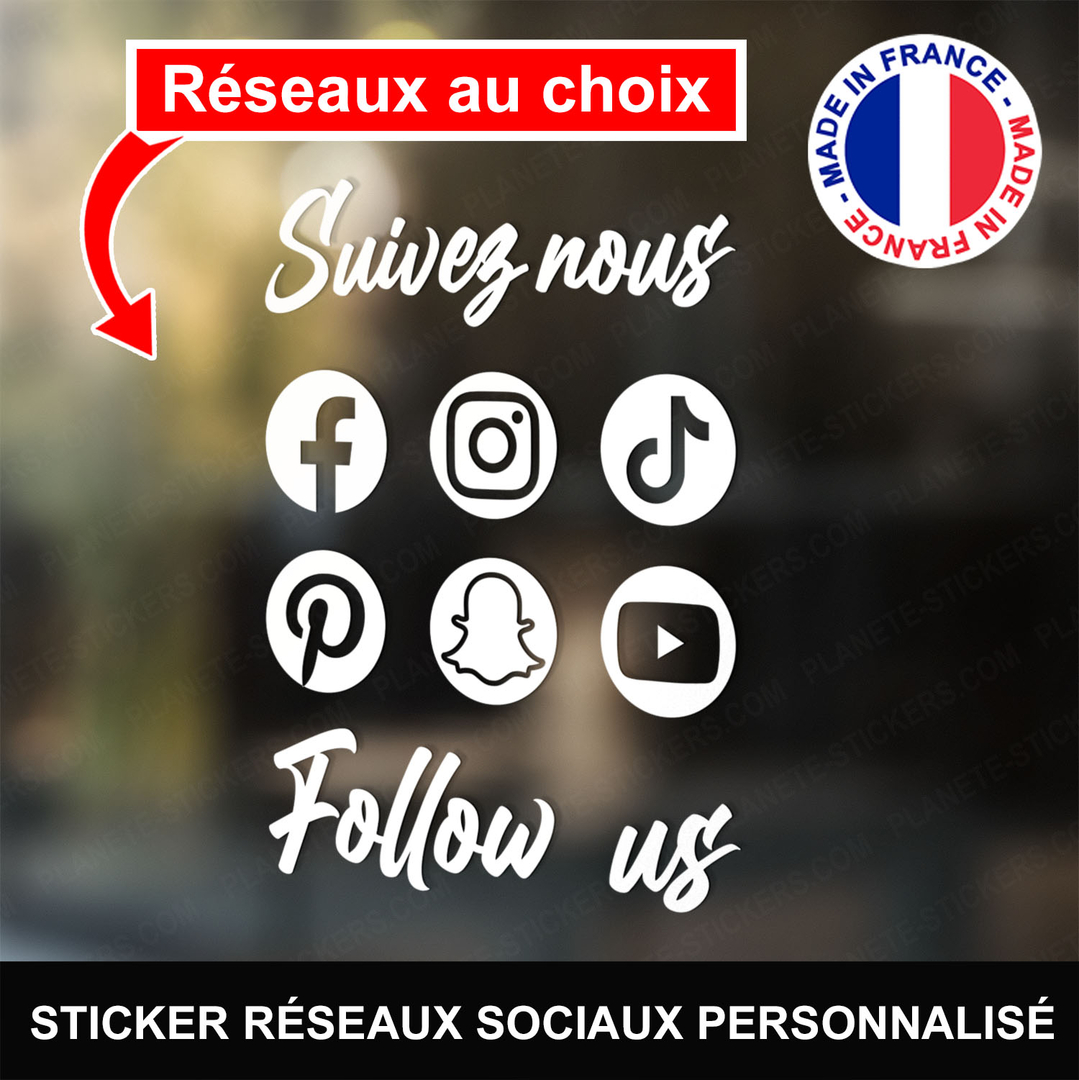 Stickers 6 Réseaux sociaux au choix – Autocollant Professionnel