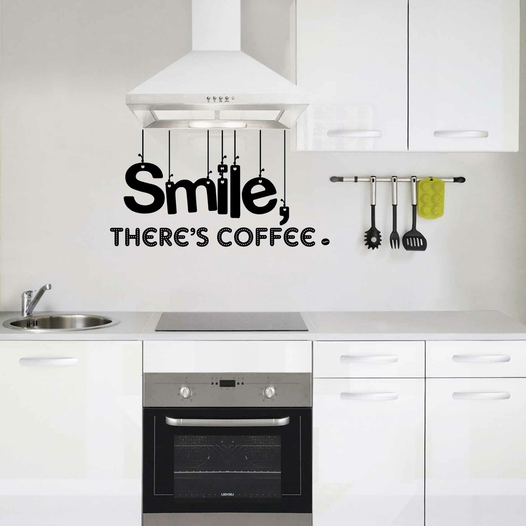 Stickers Smile there's coffee - Autocollant muraux et deco