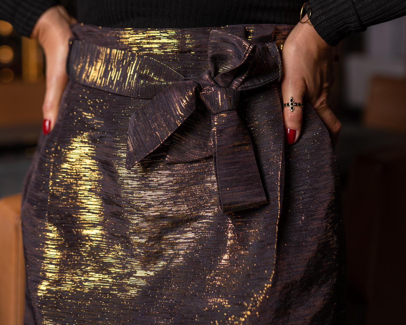 Ariane-Jupe dorée & noire - Robes & Jupes - Catalleya et ses merveilles