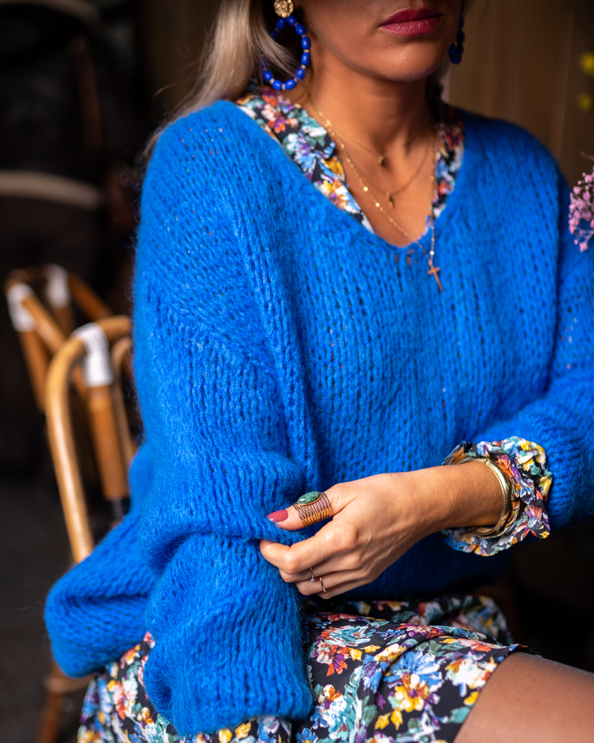 Electra-Pull bleu électrique ajouré - Pulls & Cardigans - Catalleya et ses merveilles