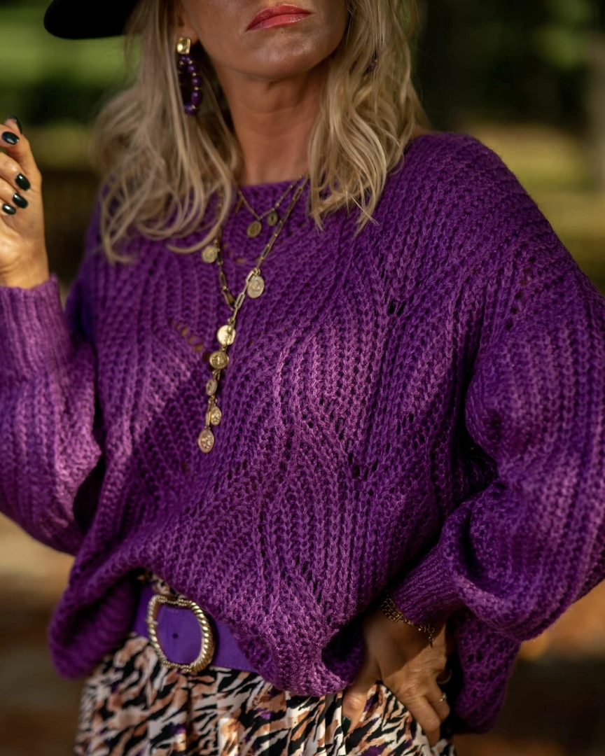 Amélie-Pull violet ajouré - Pulls & Cardigans - Catalleya et ses merveilles
