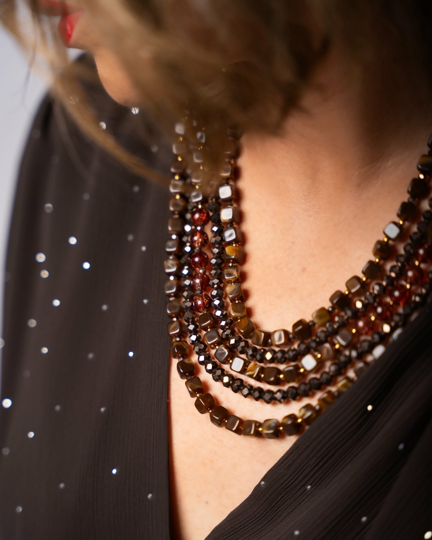 Séréna-Collier multi-rangs marron - Sautoirs & Bijoux - Catalleya et ...