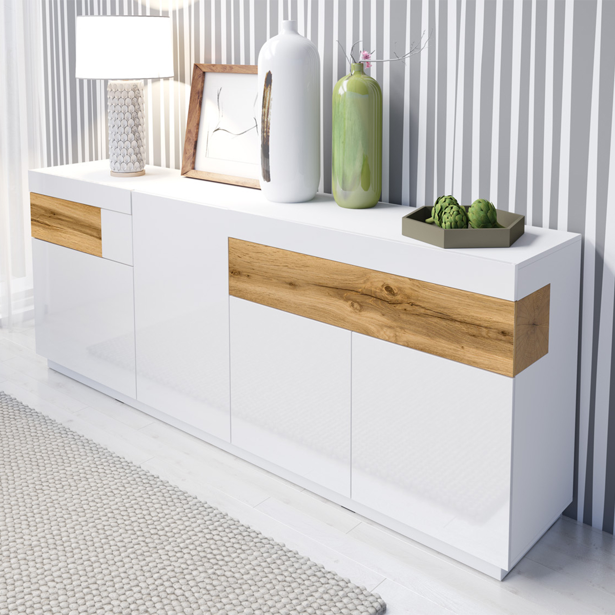 Buffet Blanc Et Bois