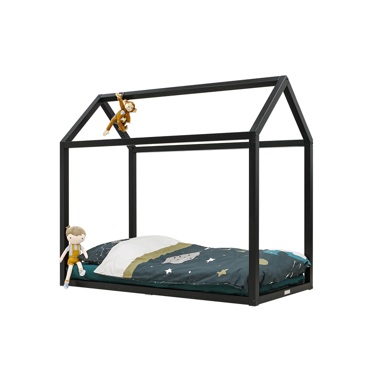Lit maison 70x150 sommier inclus Jelle Noir Mat - Lits cabanes/Lit ...