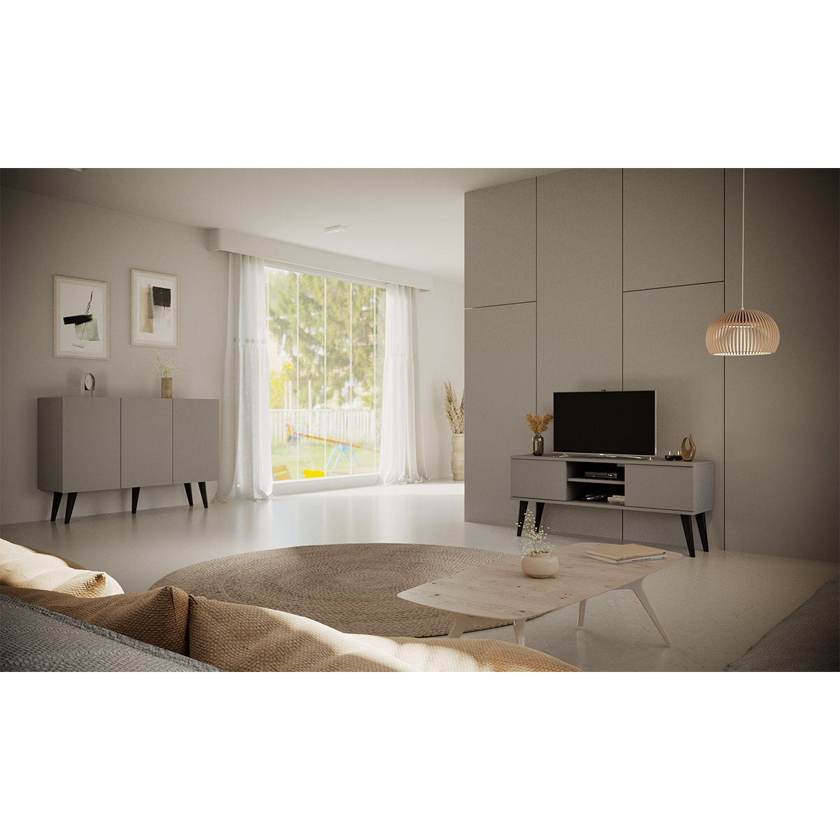 Commode 3 portes Toronto - Gris - Salle à manger/Buffet - petits-meubles