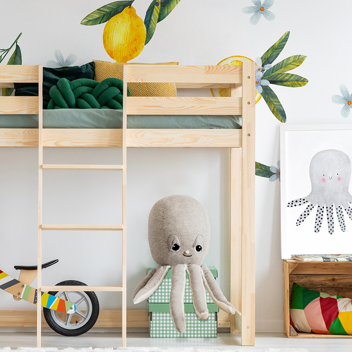 Lit mi-hauteur 90x190 sommier inclus Georges Bois - Lits junior/Lit mi ...