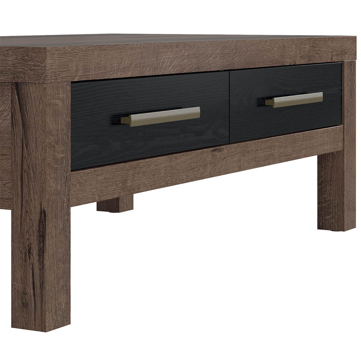 Table basse 2 tiroirs Adam Bois et Noir - Salon/Table basse - petits ...