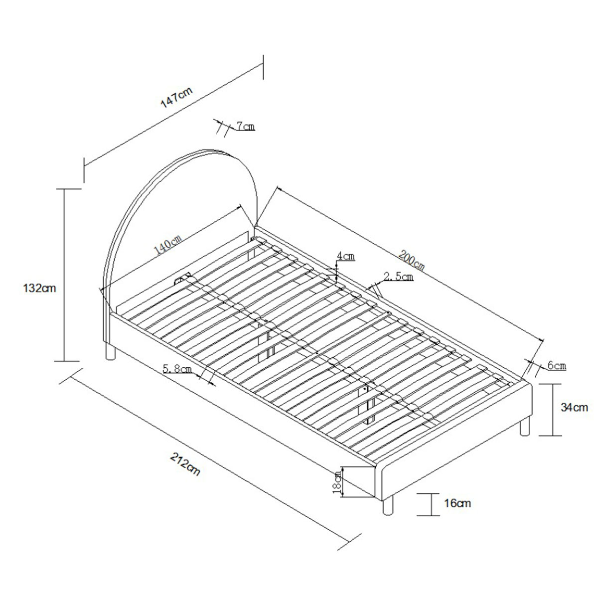 Lit 140x200 sommier inclus Vipack Moon Blanc - Lits junior/Lit junior ...
