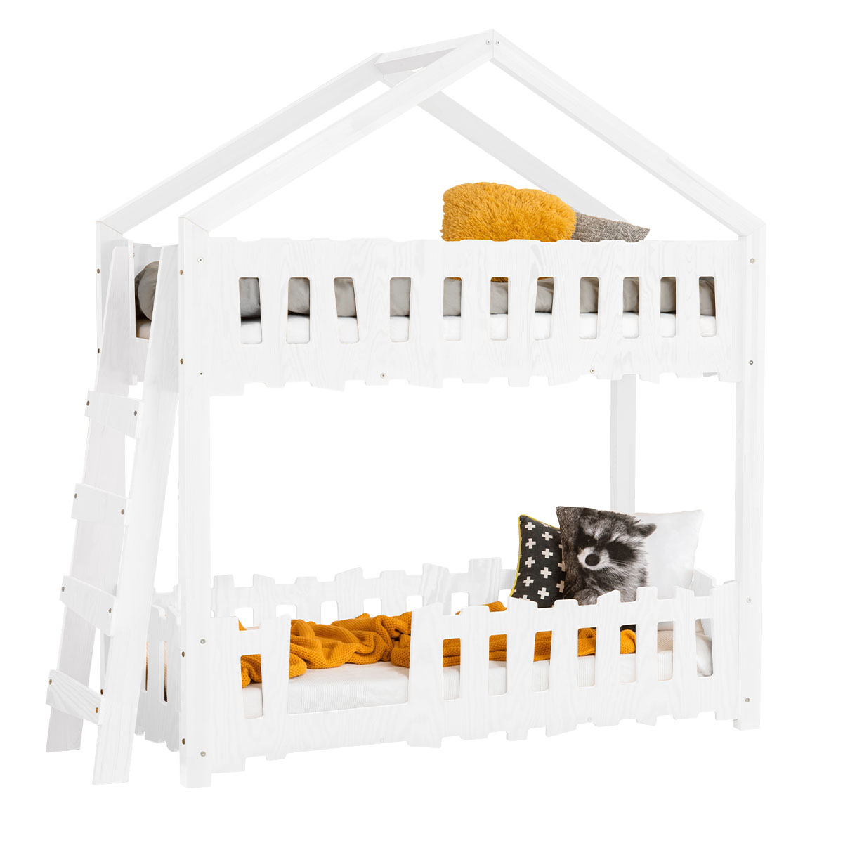 Lit Cabane Superposé 90x200 échelle à Gauche Sommier Inclus Eloïse