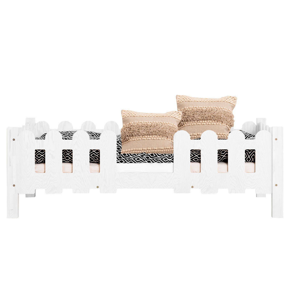 Lit 90x200 sommier inclus Olaf Blanc - Lits junior/Lit avec barrières ...