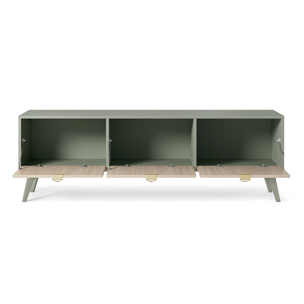 Meuble TV 3 portes Scandi Vert et Bois - Salon/Meuble TV - petits-meubles