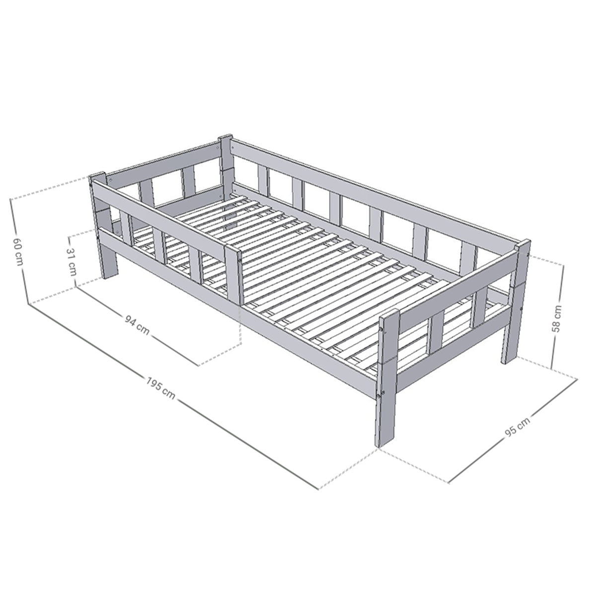 Lit 90x190 sommier et lit tiroir inclus Fence - Bois - Lits junior/Lit ...