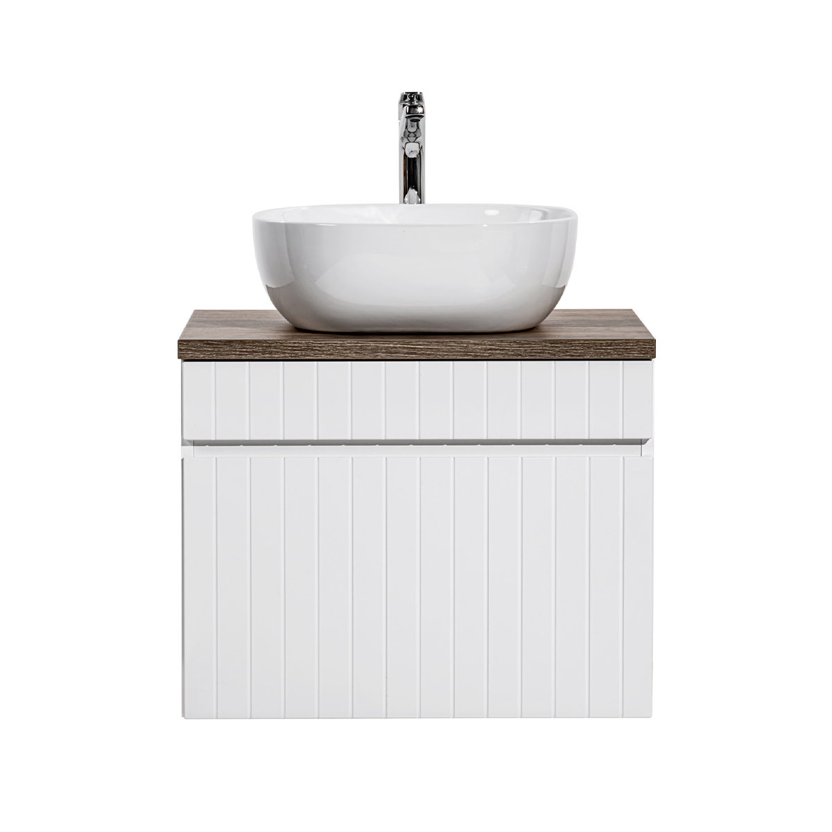 Meuble simple vasque 60cm Zelie Blanc et Bois - Meuble vasque/Simple ...