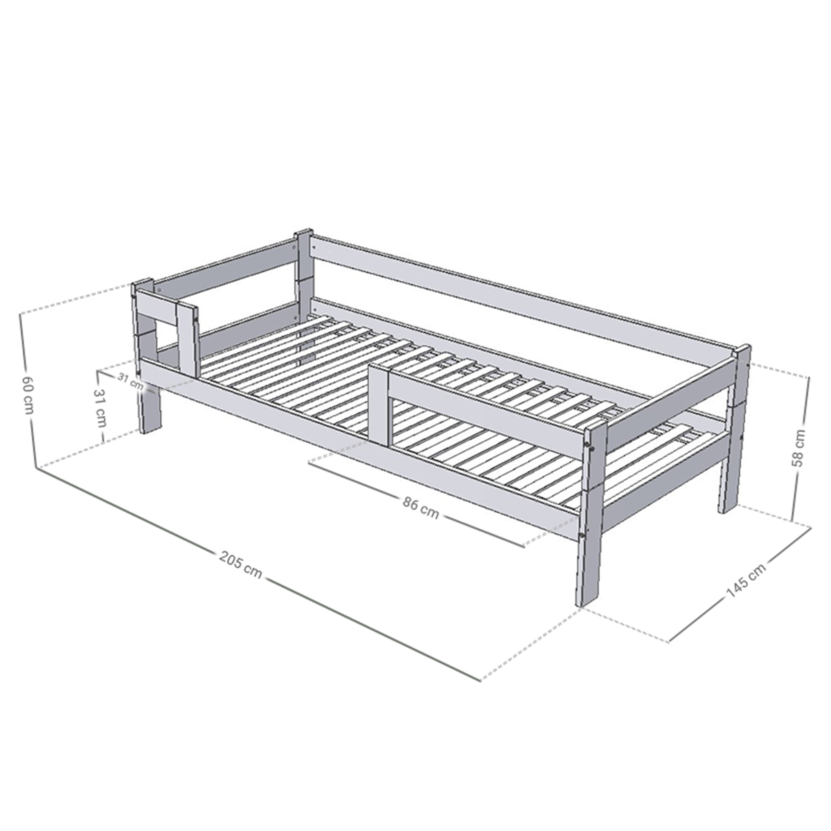 Lit 140x200 sommier et tiroir inclus Safe - Bois - Lits junior/Lit avec ...