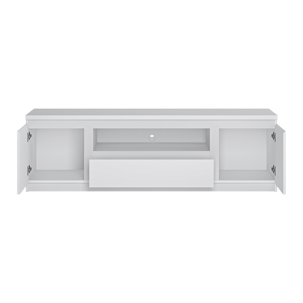 Meuble TV long 2 portes 1 tiroir Enora Blanc - Salon/Meuble TV - petits ...
